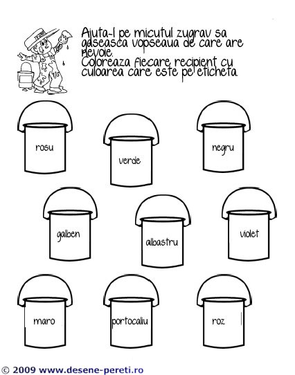 PLANSE EDUCATIVE pentru copii la gradinita - invata culorile